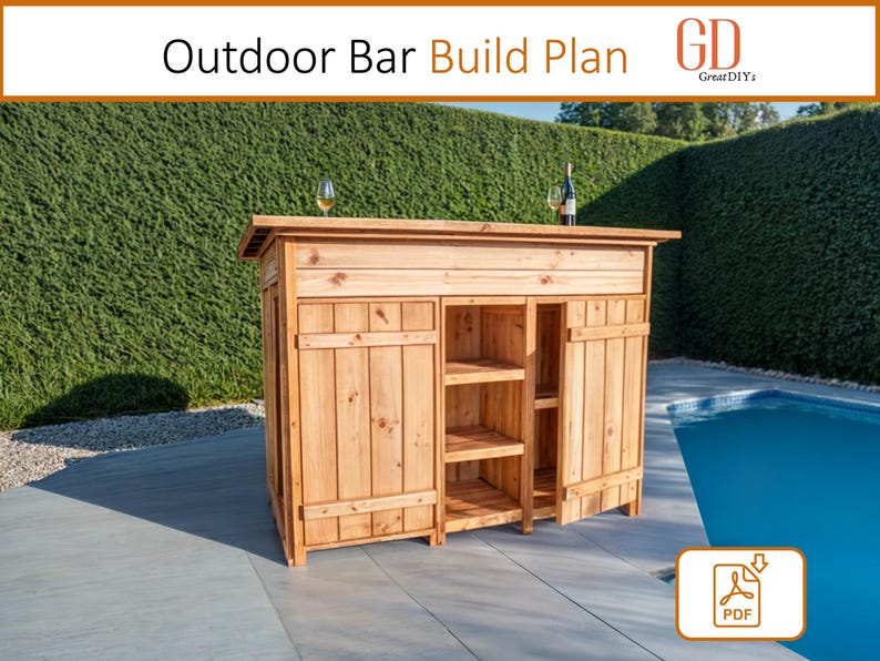DIY Outdoor Bar Build Plan, Kitchen Storage Table PDF Plan , PDF Step ...