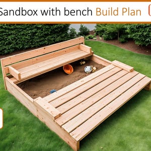 Sandbox With Bench Seats: Play Sand Box, Woodworking Plans (PDF ...