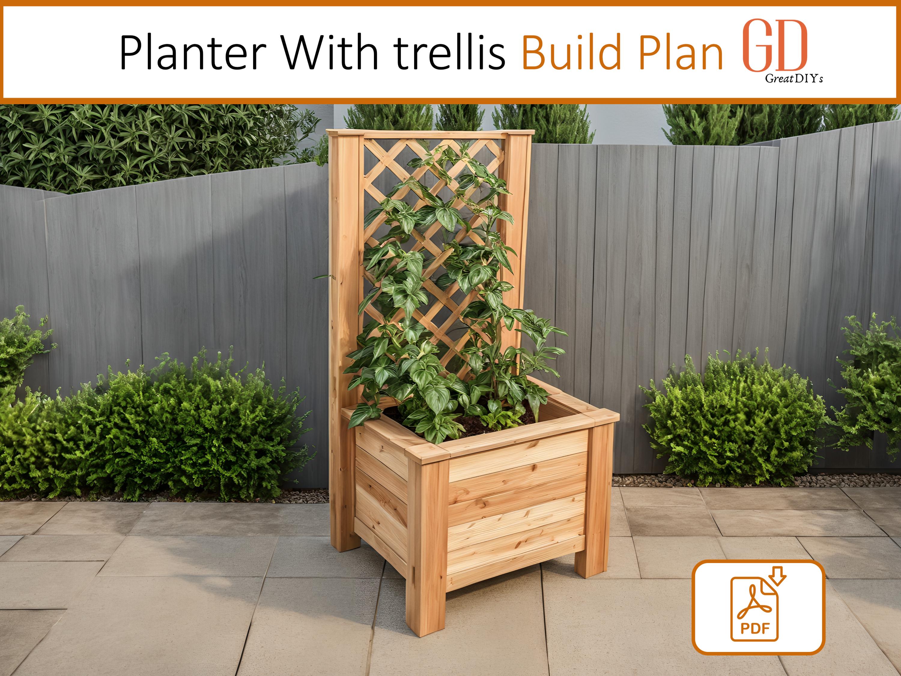 Planter Box With Trellis Plan: Woodworking Plans (PDF Download) - Etsy
