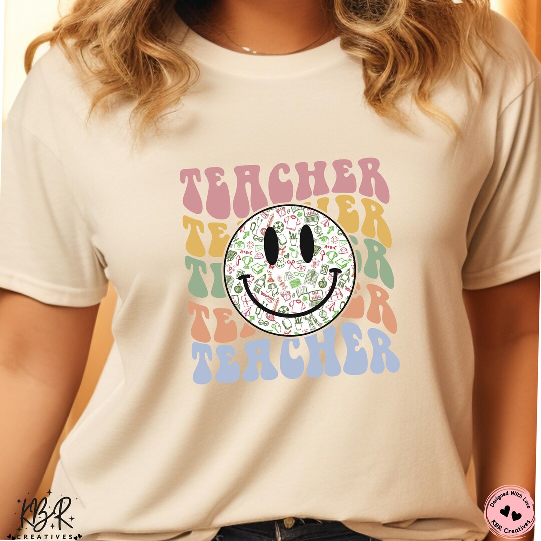 Teacher Smiley Face Groovy Happy Face Cute Digital Download Last Day of ...