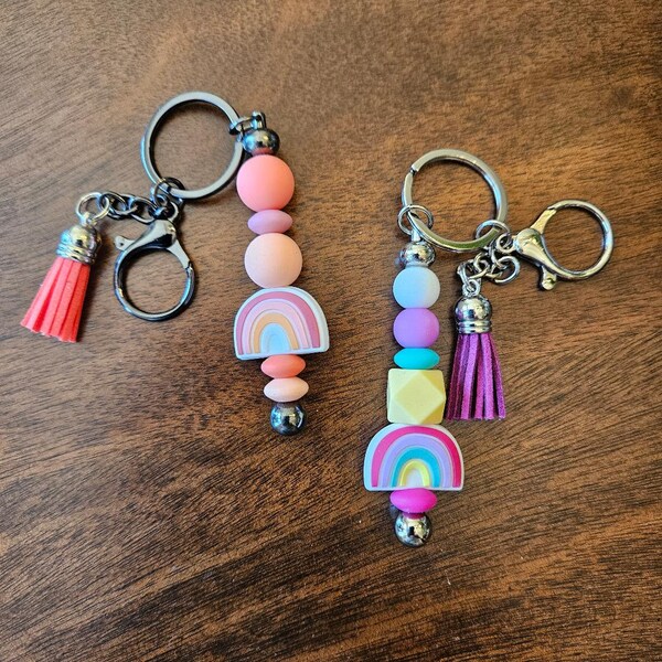 Rainbow Keychain - Etsy