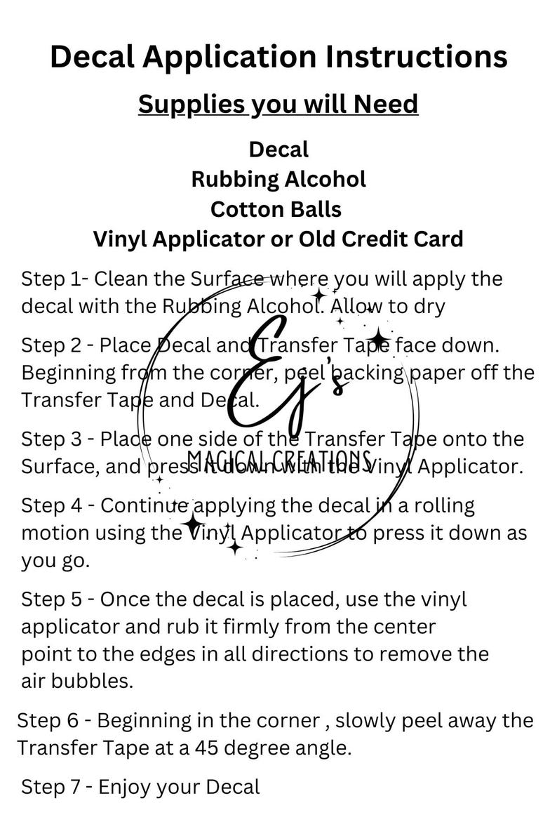 Decal Application Instructions - Etsy