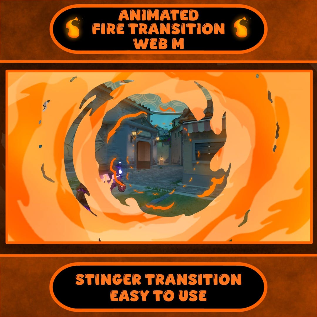 Fire Twitch Transition Animated | Flame Stinger Webm | Stream Overlay ...