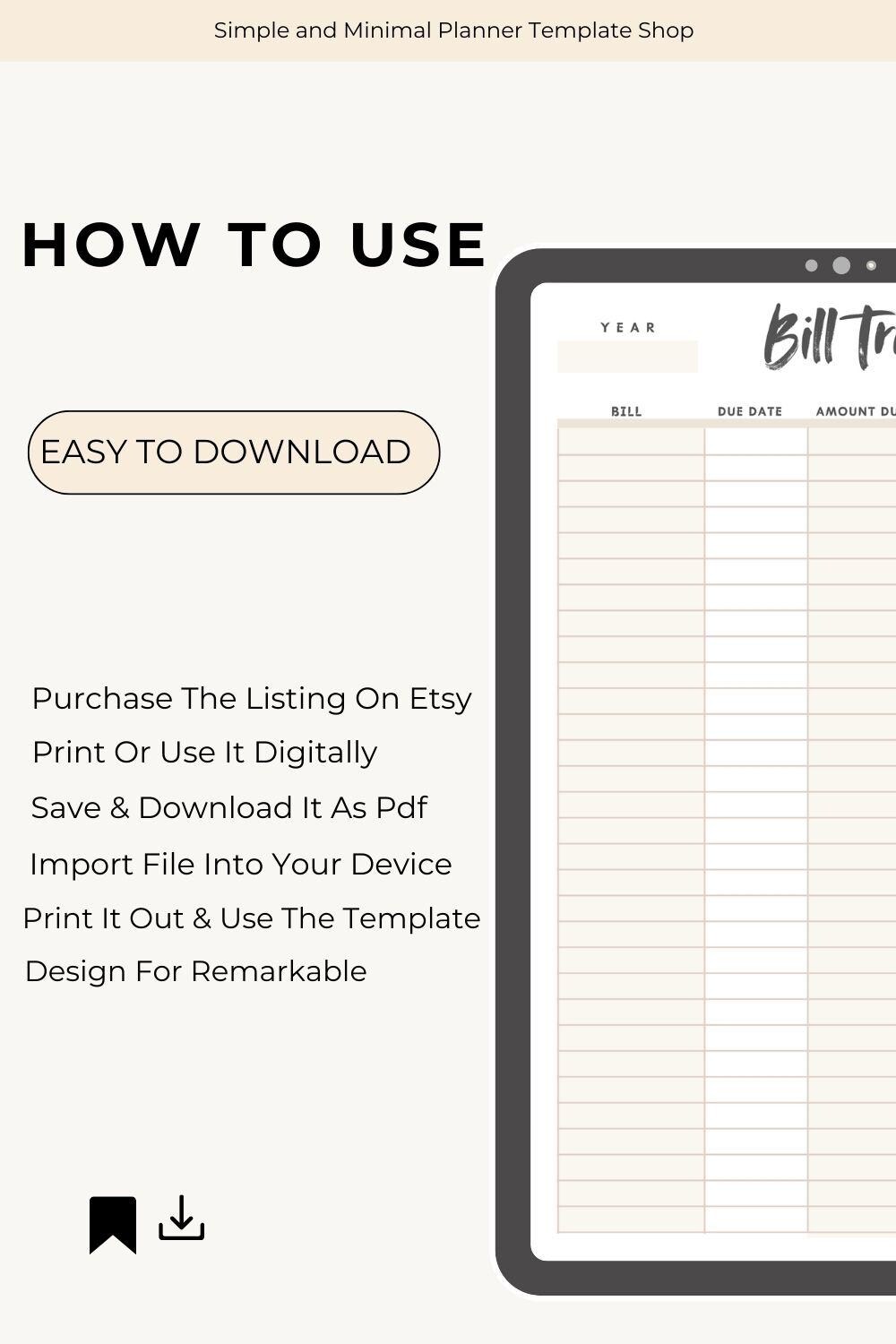 Monthly Bill Tracker Printable | Bill Tracker Template | Bill Organizer ...