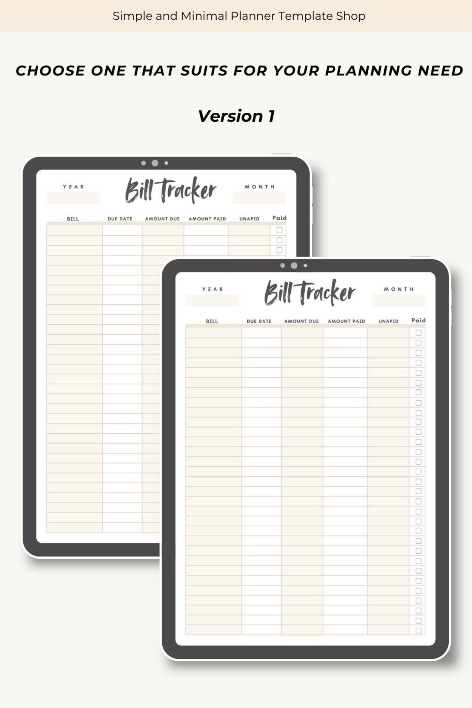 Monthly Bill Tracker Printable | Bill Tracker Template | Bill Organizer ...