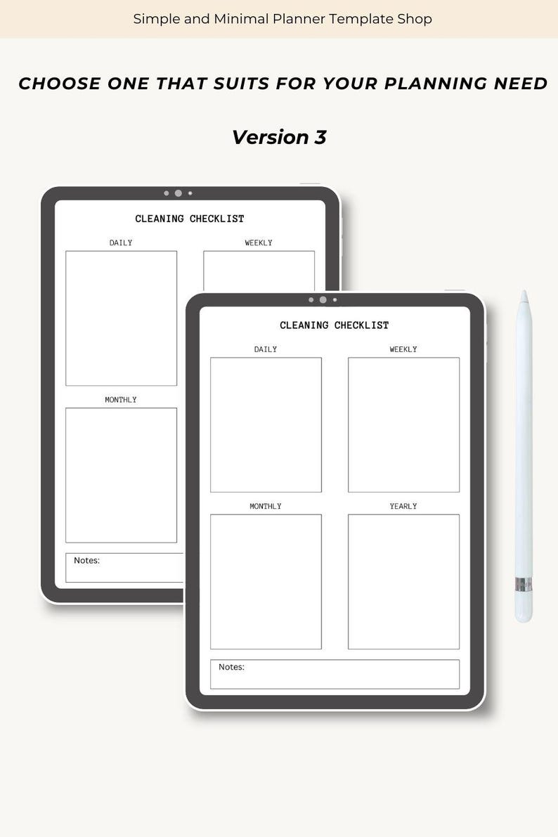 Cleaning Checklist Printable: Weekly, Monthly Schedule (instant ...