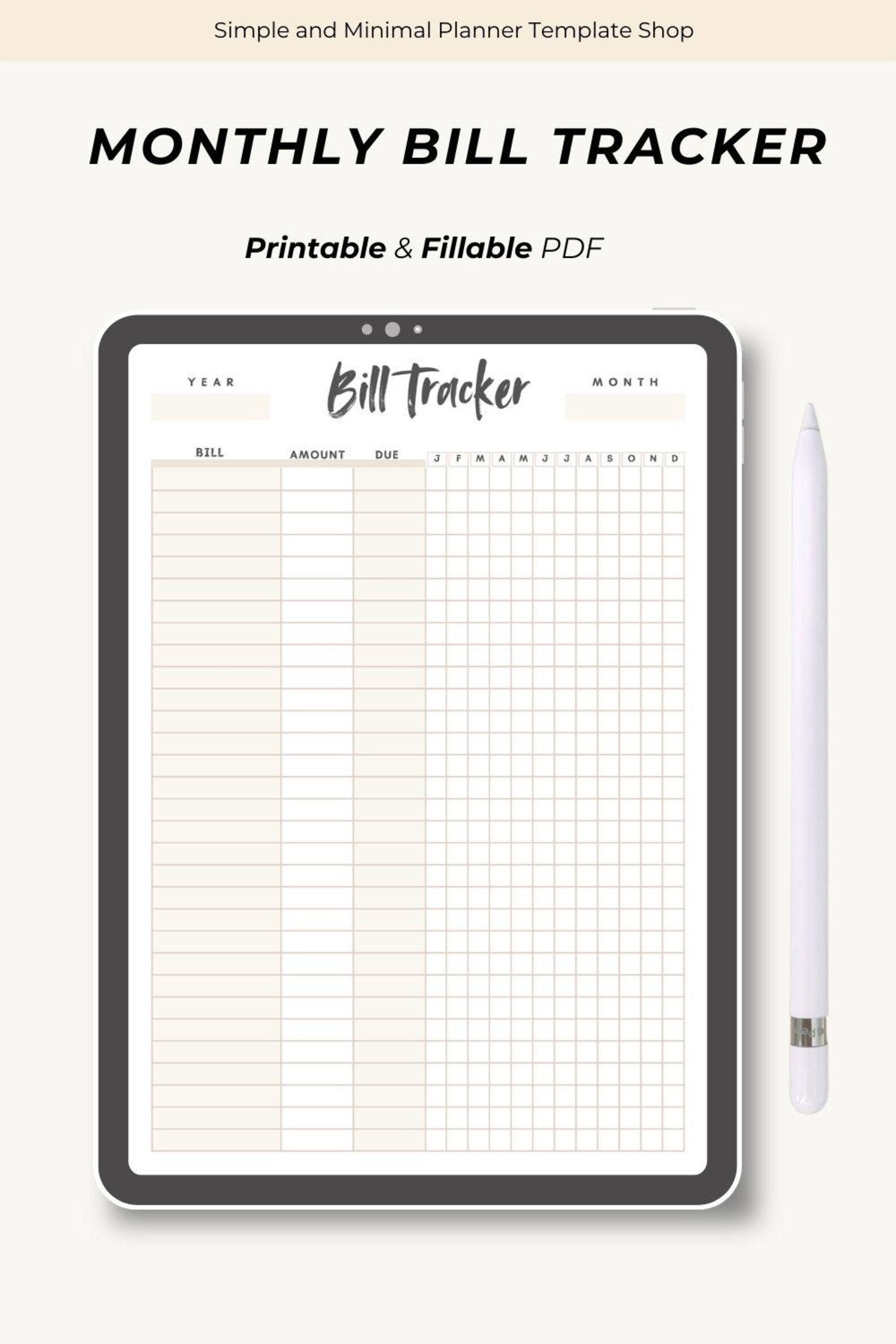 Monthly Bill Tracker Printable | Bill Tracker Template | Bill Organizer ...