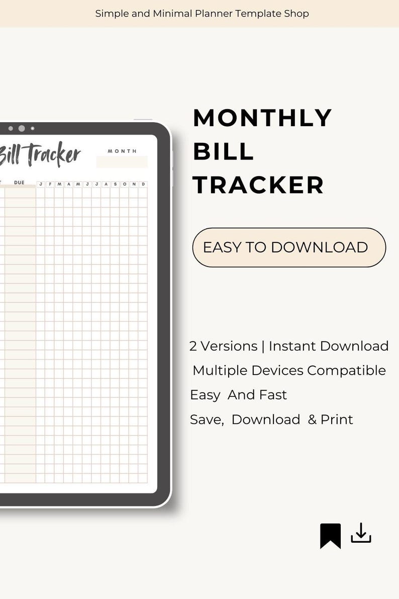 Monthly Bill Tracker Printable | Bill Tracker Template | Bill Organizer ...