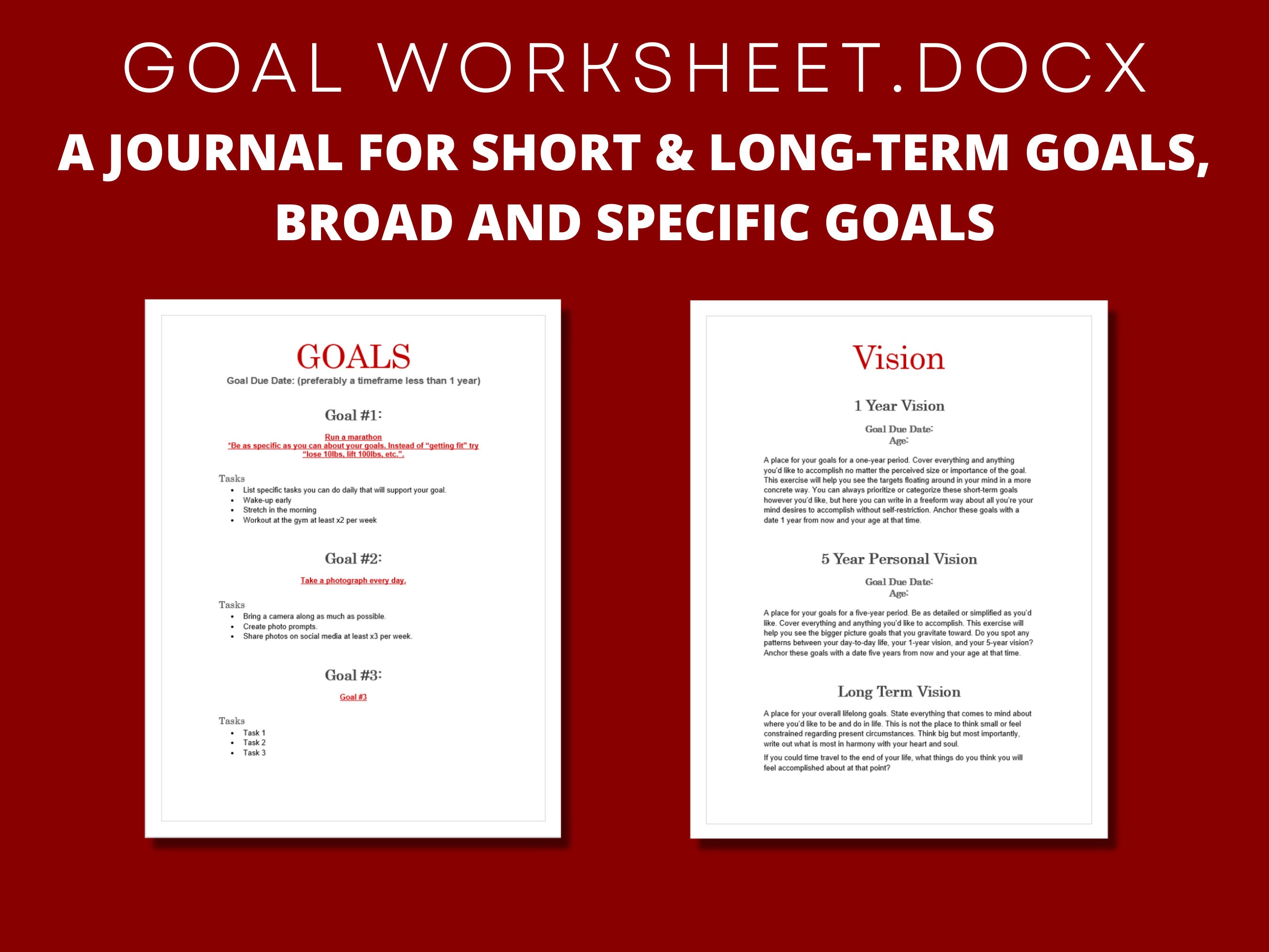 12 Week Year Printable Planner Goal Worksheet & Tracker Template Bundle ...