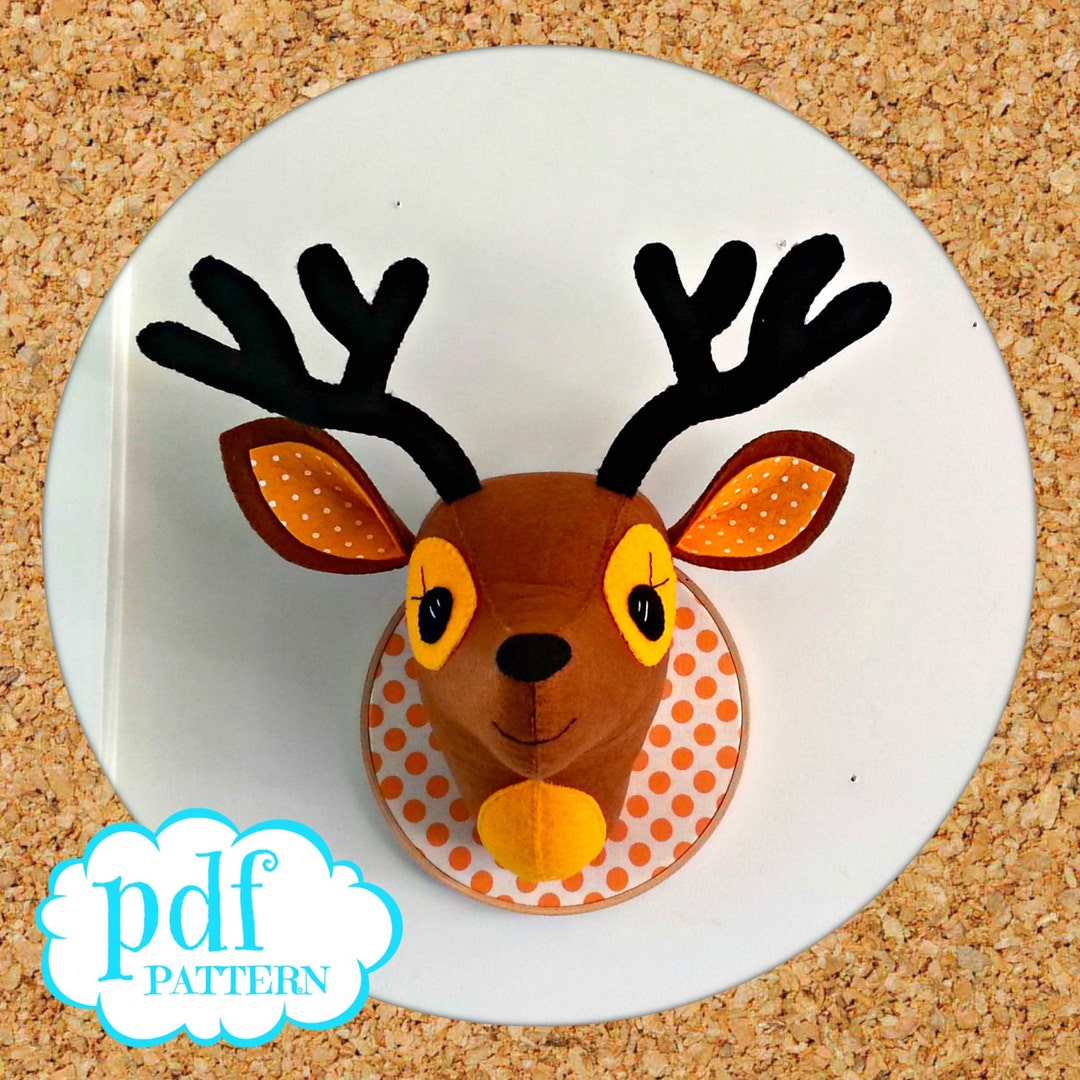 Deer Head Sewing Pattern. Faux Taxidermy. Woodland Creature. Felt Stag ...