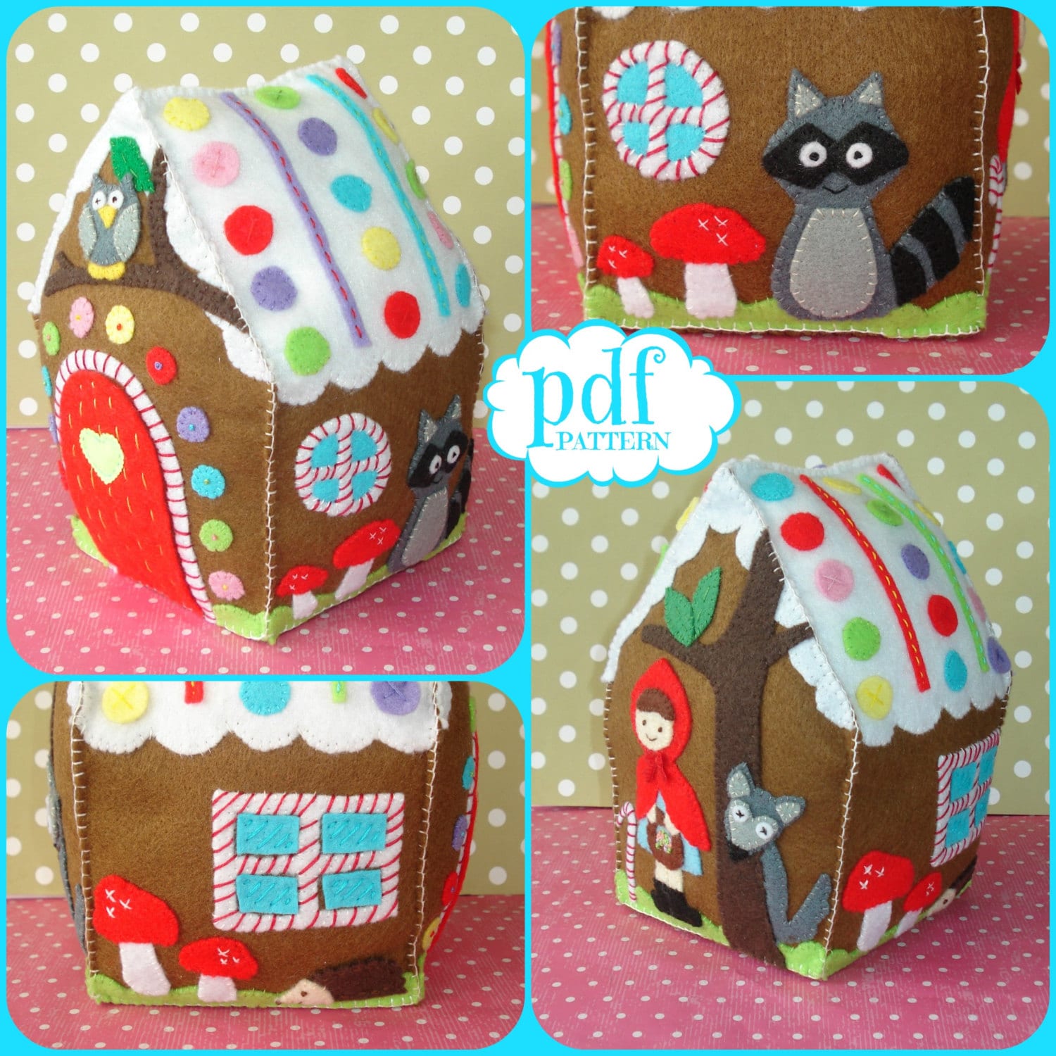 Felt Gingerbread House Sewing Pattern. Xmas Ornament Pdf. DIY - Etsy