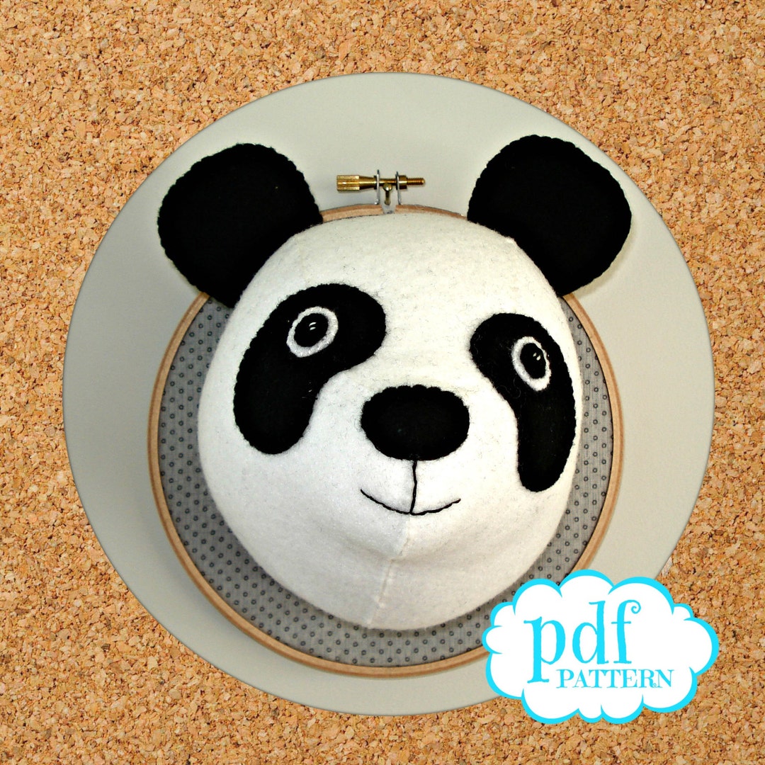 Faux Taxidermy. Felt Panda Sewing Pattern. Trophy Head. Wall Mount. DIY ...