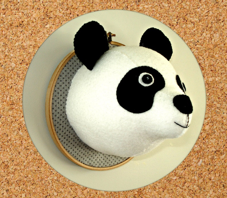 Faux Taxidermy. Felt Panda Sewing Pattern. Trophy Head. Wall Mount. DIY ...