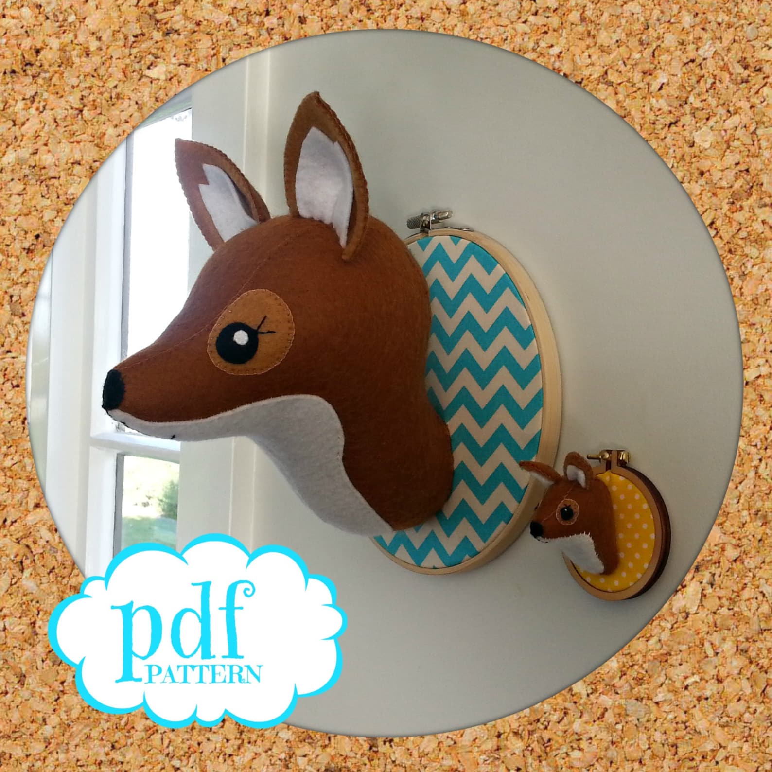 Fox head pattern. Faux taxidermy sewing pdf. Woodland | Etsy