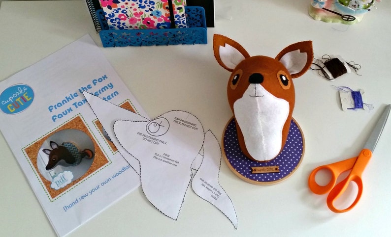 Fox head pattern. Faux taxidermy sewing pdf. Woodland | Etsy