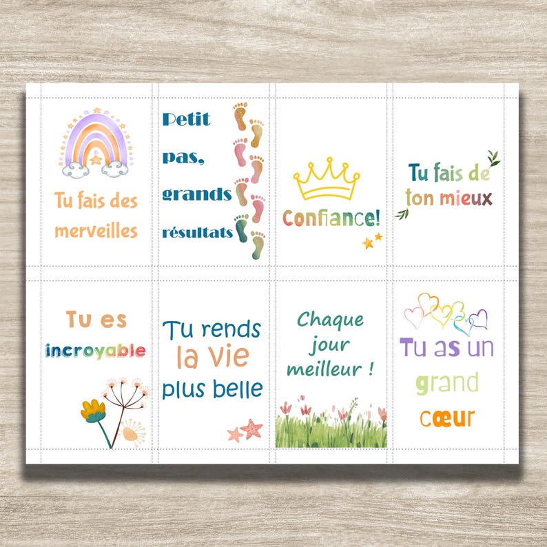 Printable Lunchbox Notes in French, Messages D'encouragement Pour ...