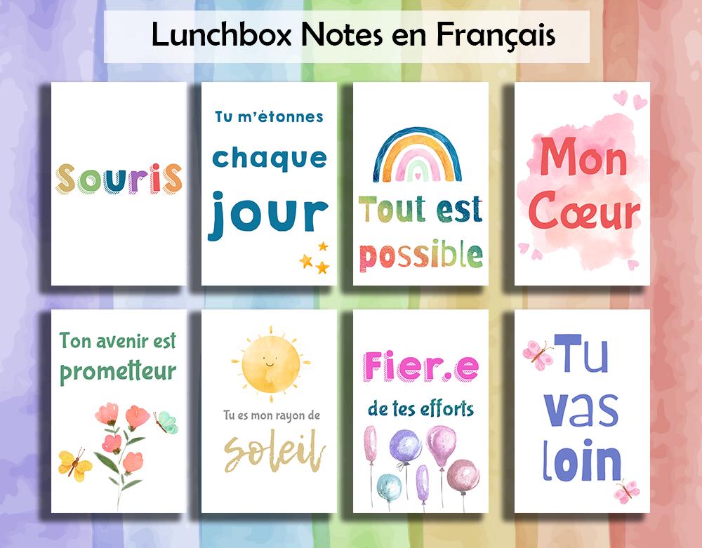 Printable Lunchbox Notes in French, Messages D'encouragement Pour ...