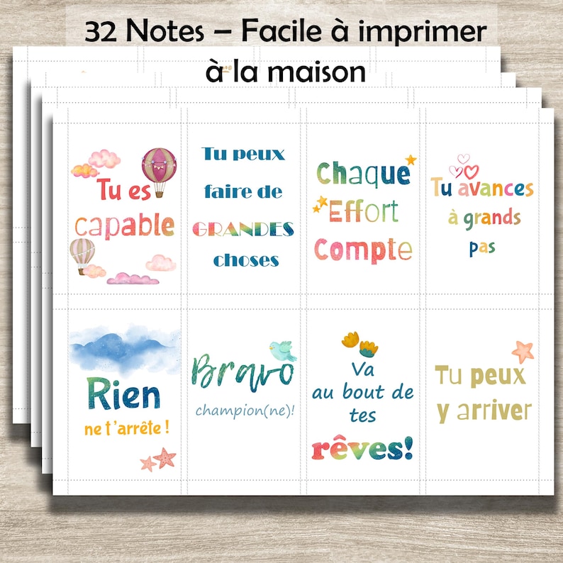 Printable Lunchbox Notes in French, Messages D'encouragement Pour ...