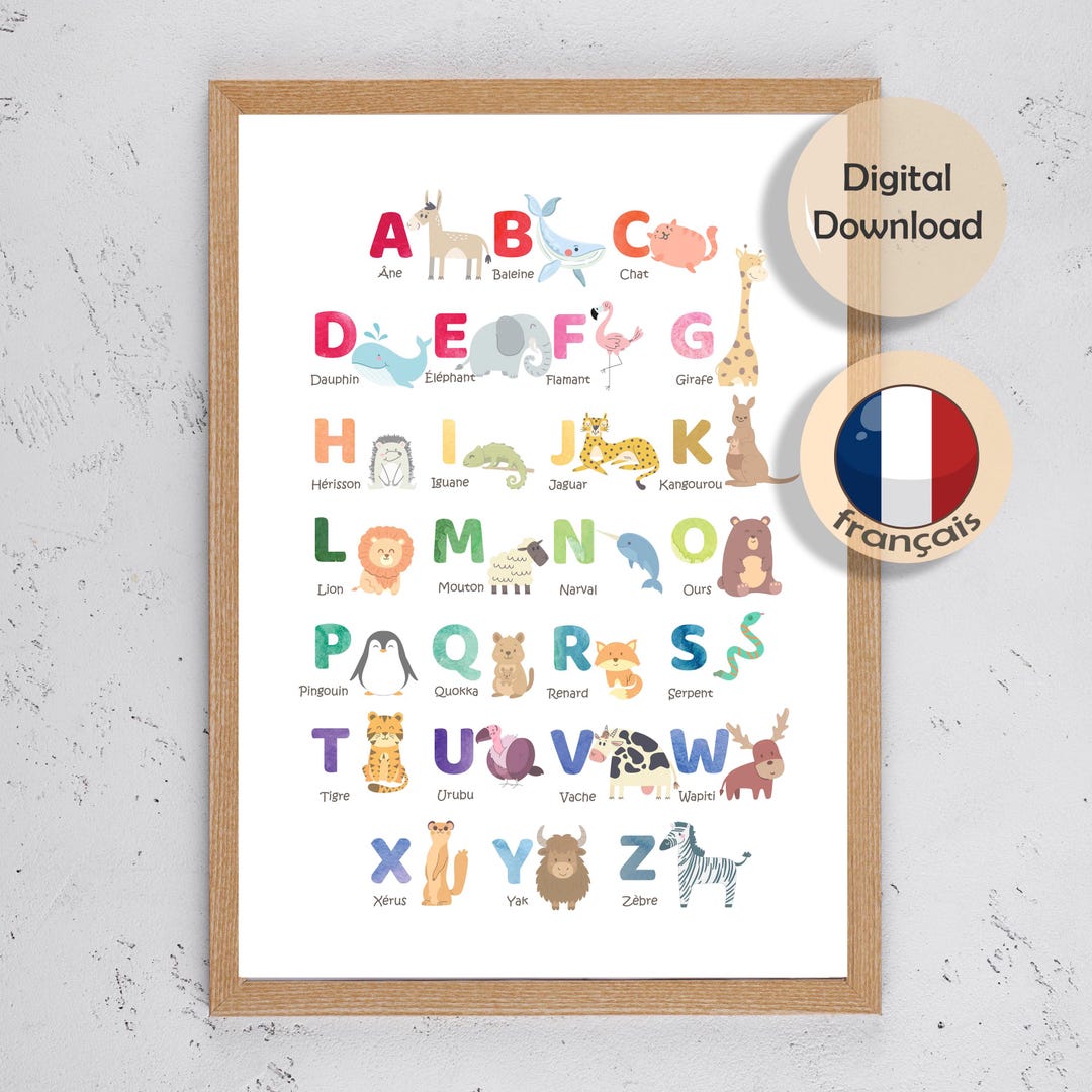 French Alphabet Poster, Français Alphabet, Abécédaire Des Animaux ...