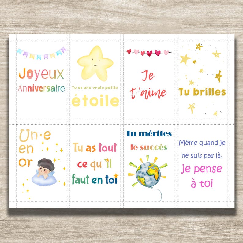 Printable Lunchbox Notes in French, Messages D'encouragement Pour ...