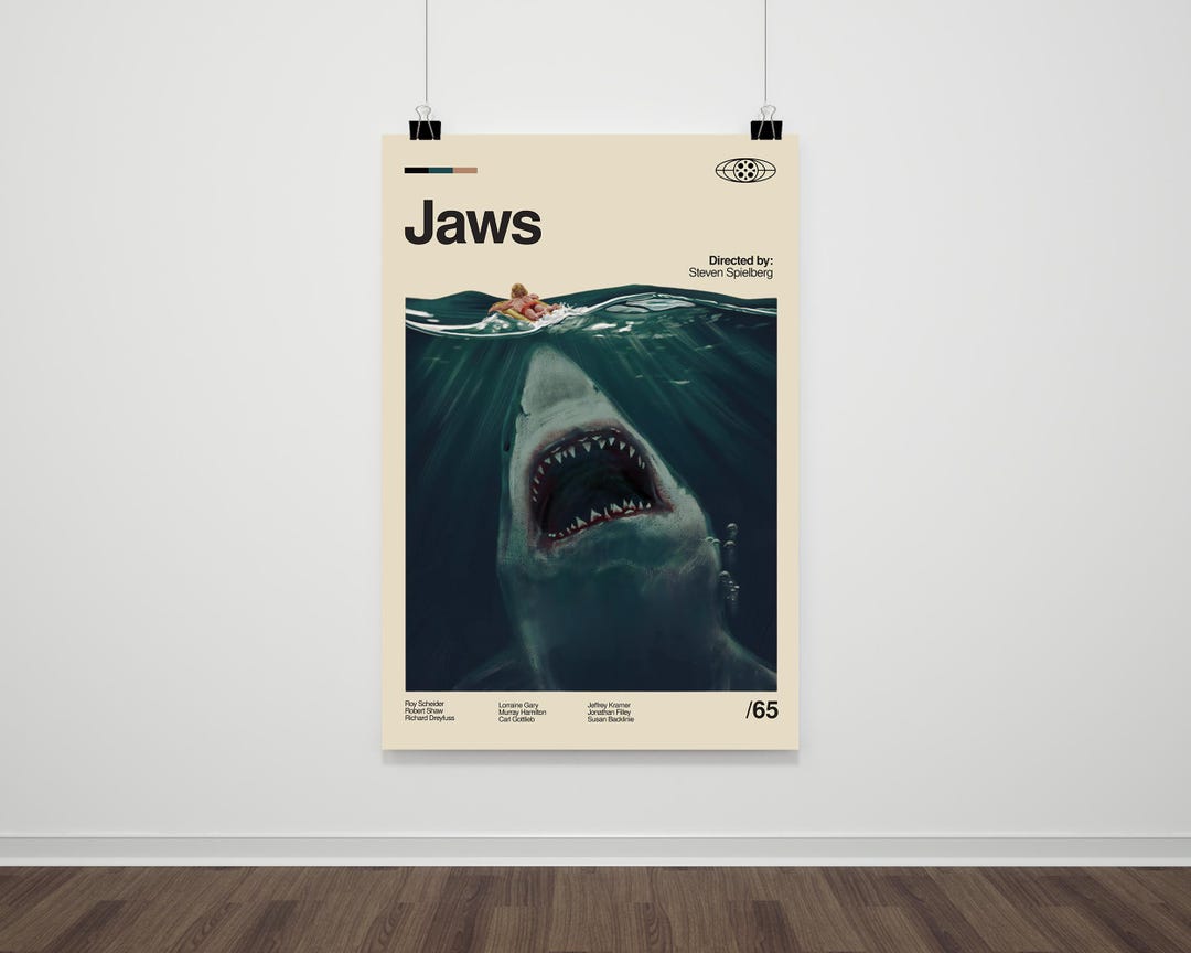 Jaws Movie Poster: Vintage Retro Style - Mid-century Modern Art - Etsy