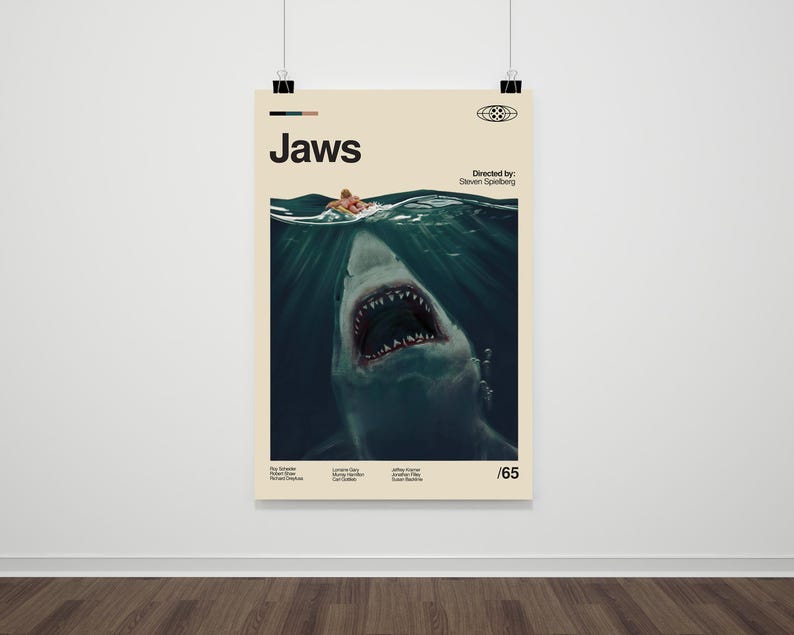 Jaws Movie Poster: Vintage Retro Style - Mid-century Modern Art - Etsy