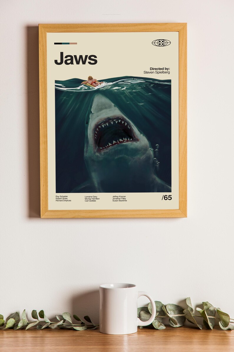 Jaws Movie Poster: Vintage Retro Style - Mid-century Modern Art - Etsy