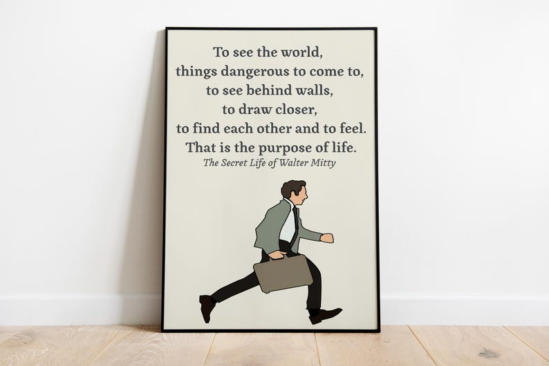 Walter Mitty Movie Poster - Inspirational Quote, Retro Style - Etsy