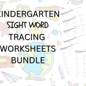 Kindergarten Sight Words Tracing Worksheet Bundle - Etsy