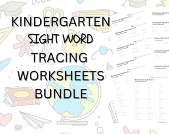 Kindergarten Sight Words Tracing Worksheet Bundle - Etsy