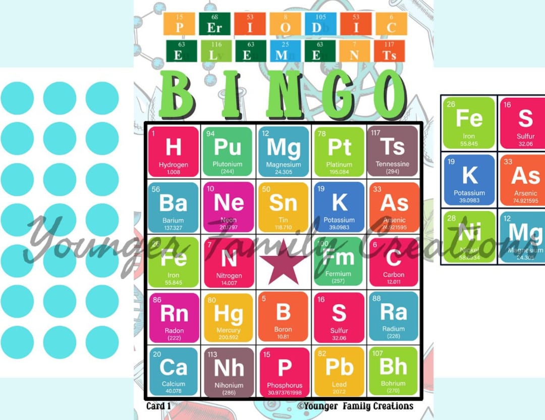 Periodic Elements Bingo Set - 60 CARDS - PRINTABLE - Etsy