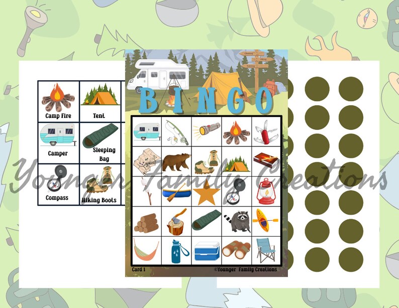 Camping Bingo Set - PRINTABLE - Etsy