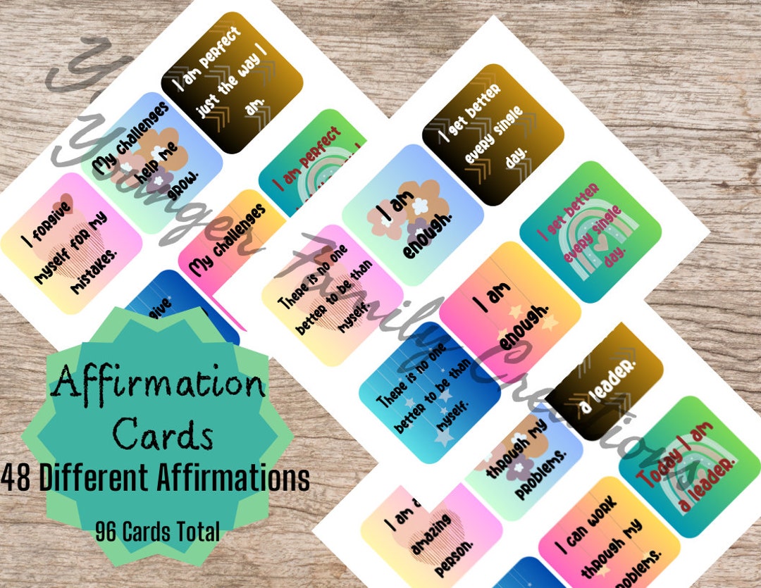 Affirmation Cards - 96 Cards - PRINTABLE - Etsy