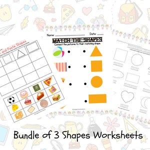 PRINTABLE Shapes Worksheet Bundle Preschool - Kindergarten - Etsy