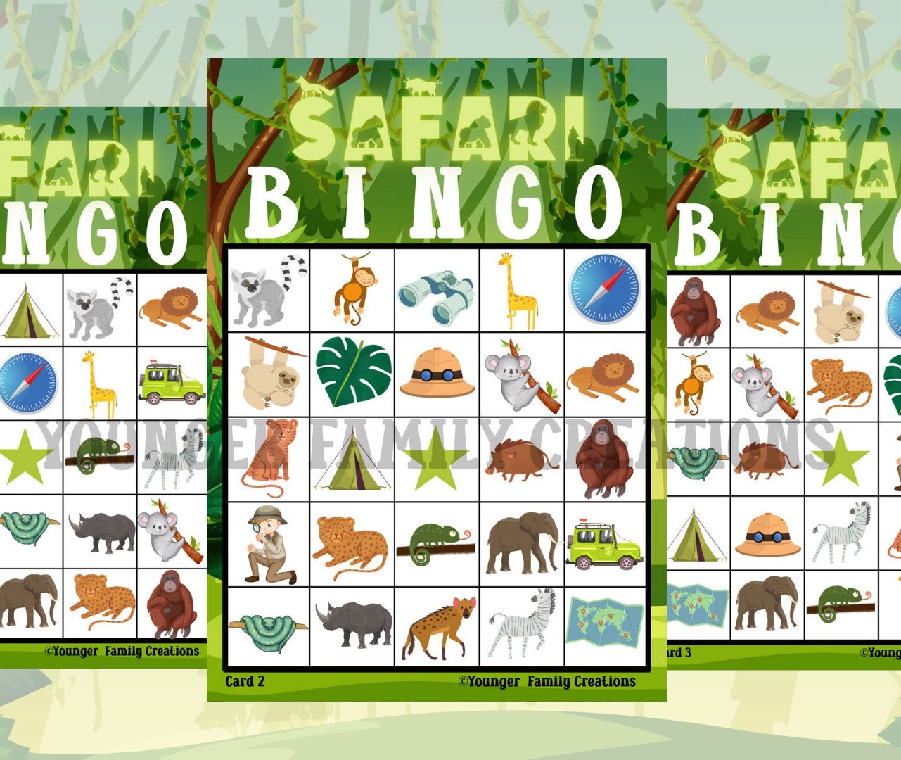 Safari Bingo Set - PRINTABLE - Etsy