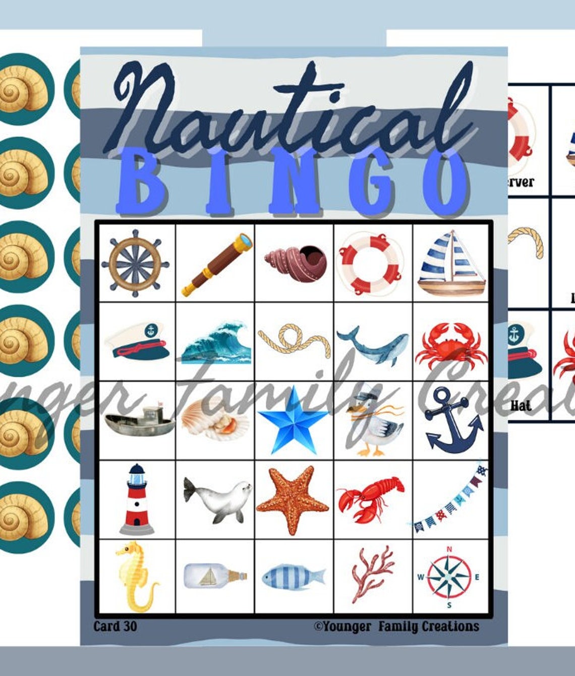 Nautical Bingo Set - PRINTABLE - Etsy