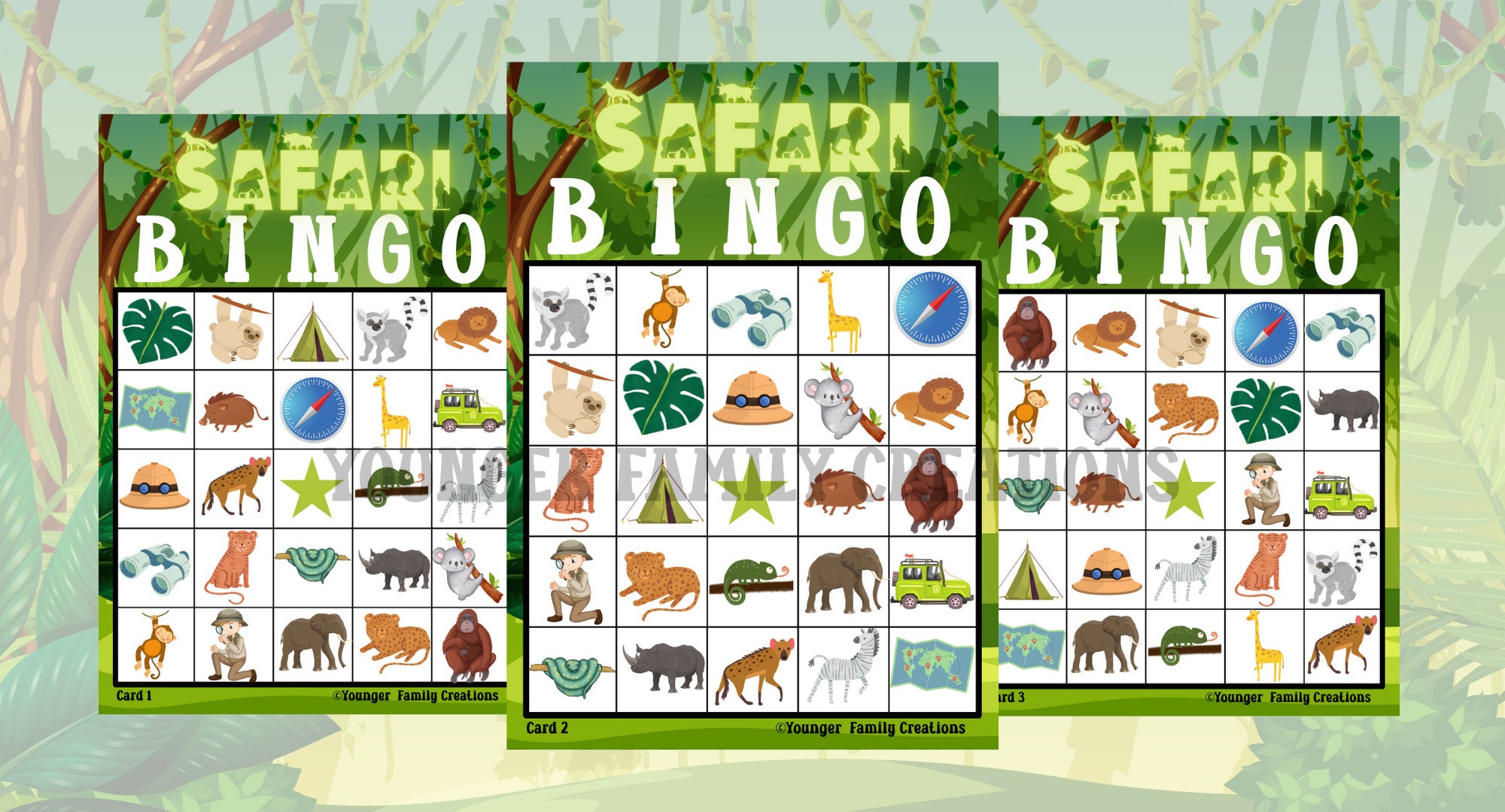 Safari Bingo Set PRINTABLE - Etsy