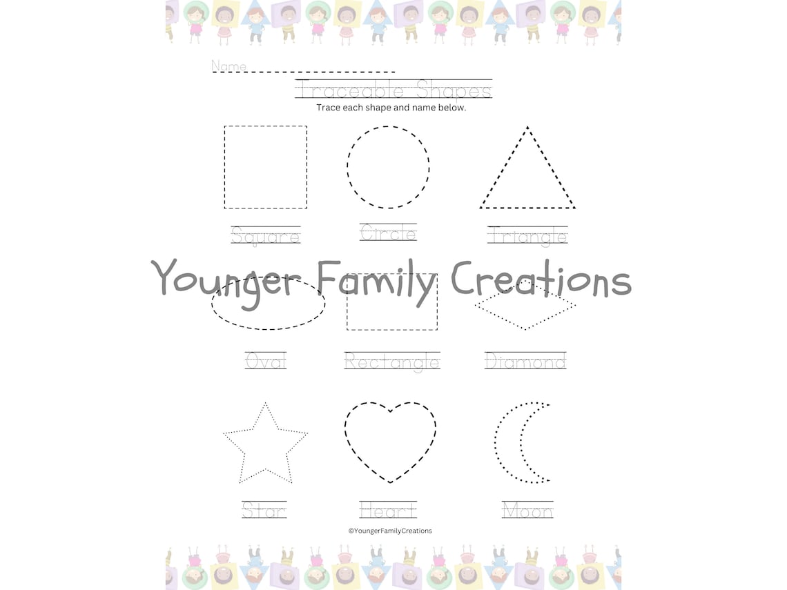 PRINTABLE Shapes Worksheet Bundle Preschool - Kindergarten - Etsy