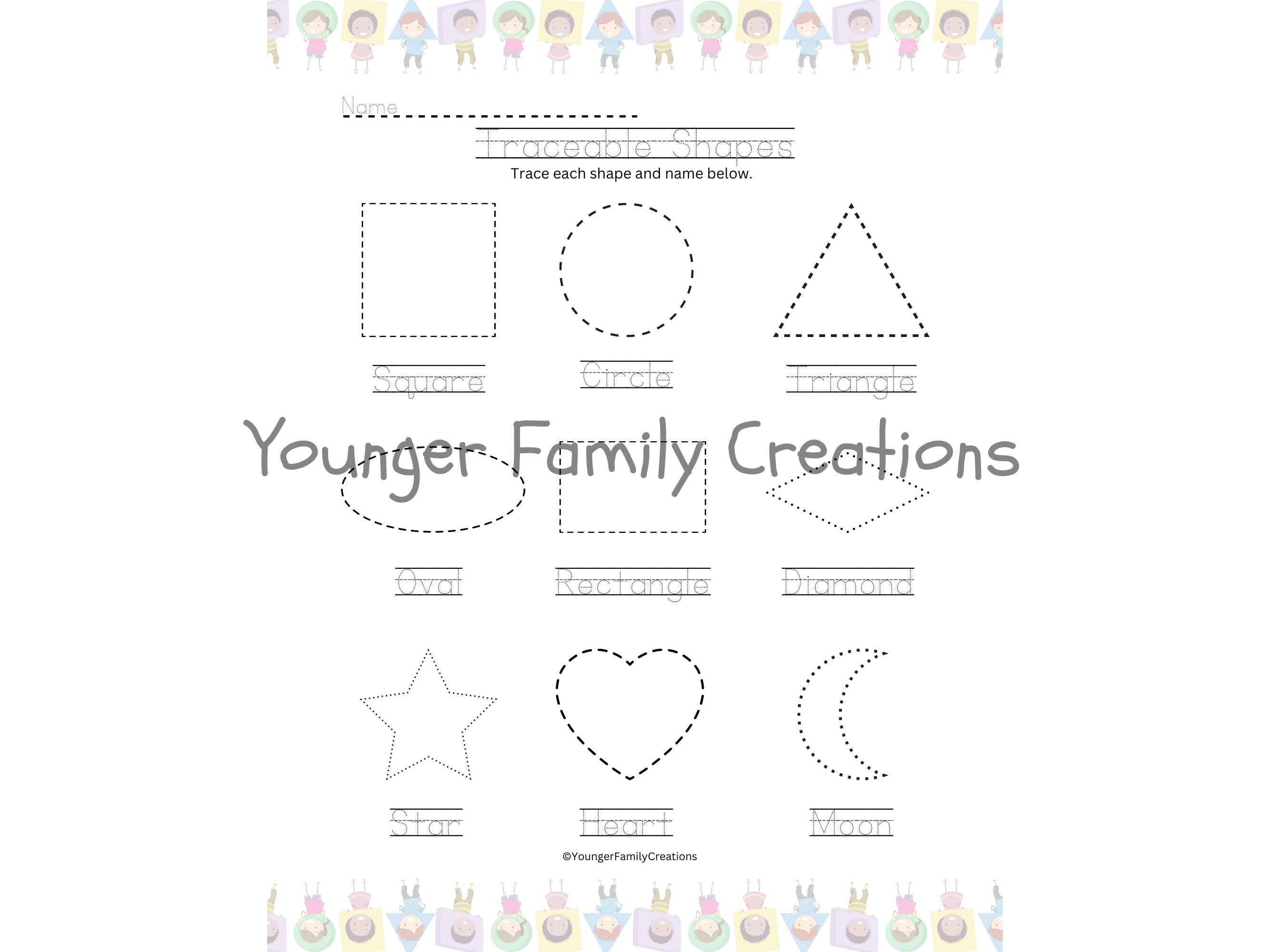 PRINTABLE Shapes Worksheet Bundle Preschool - Kindergarten - Etsy