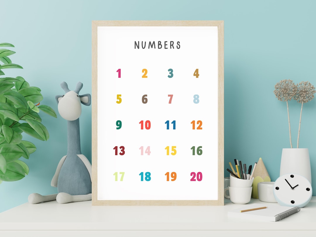Numbers Poster for Kids | Educational Printable | 1 to 20 Wall Art for ...