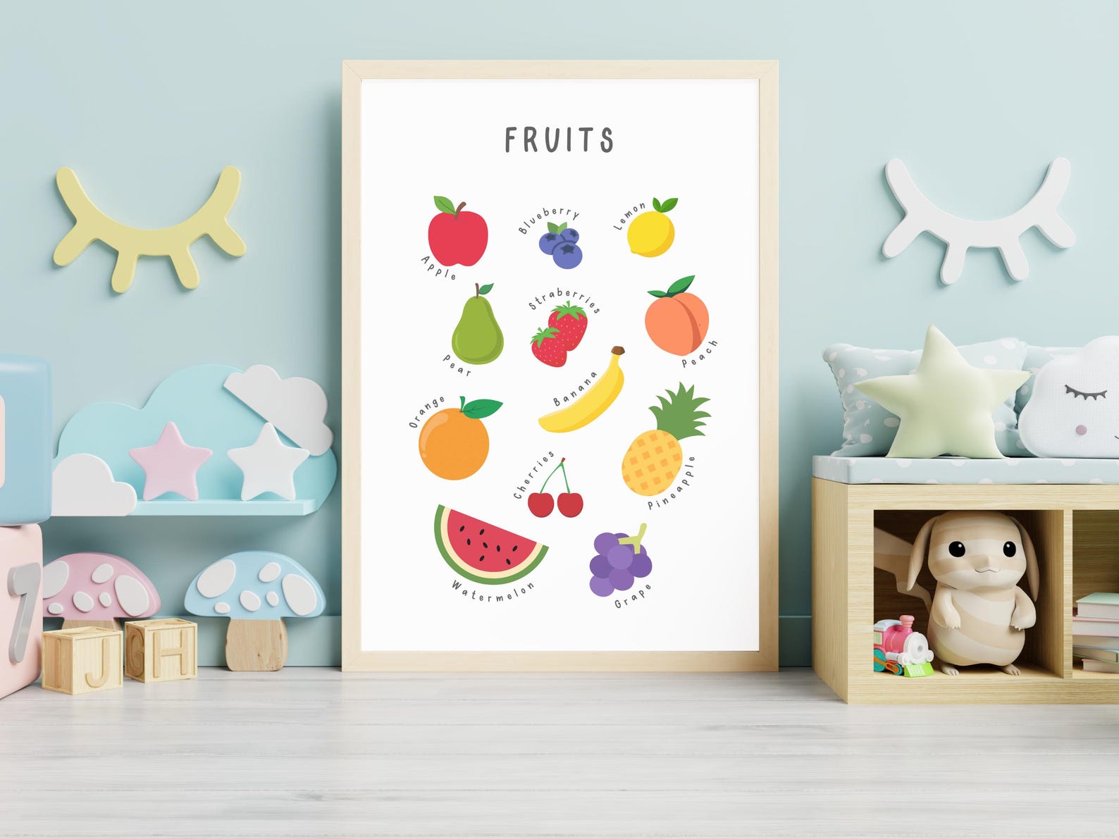 Fruits Poster for Kids | Educational Printable | ABC Wall Art for ...