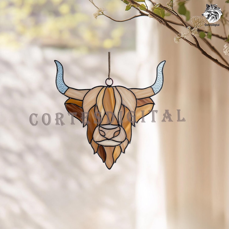 Highland Cow Stained Glass Pattern PDF, Bull Suncatcher Template ...