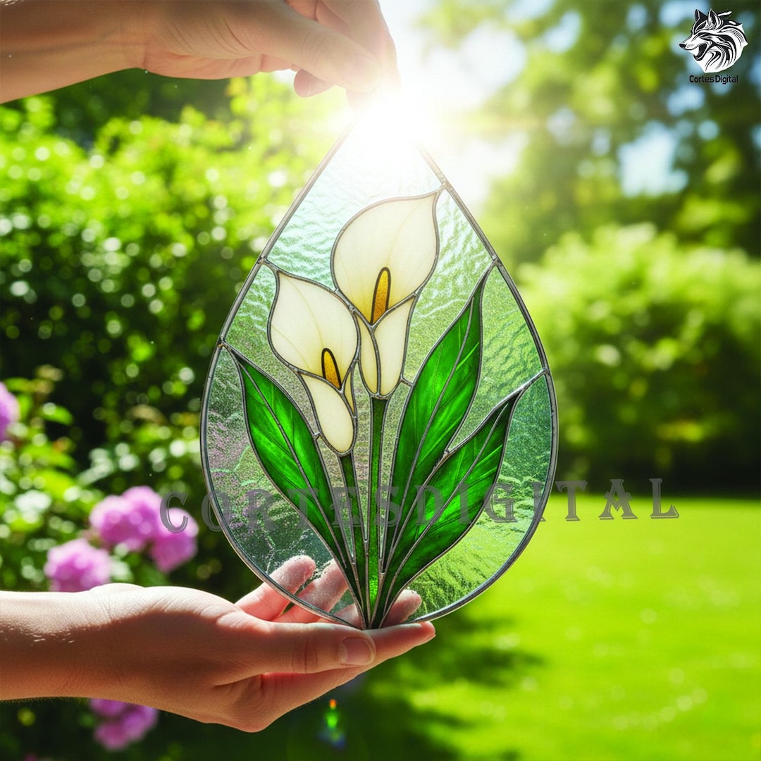 Calla Lily Stained Glass Pattern, Teardrop Suncatcher Template (PDF SVG ...