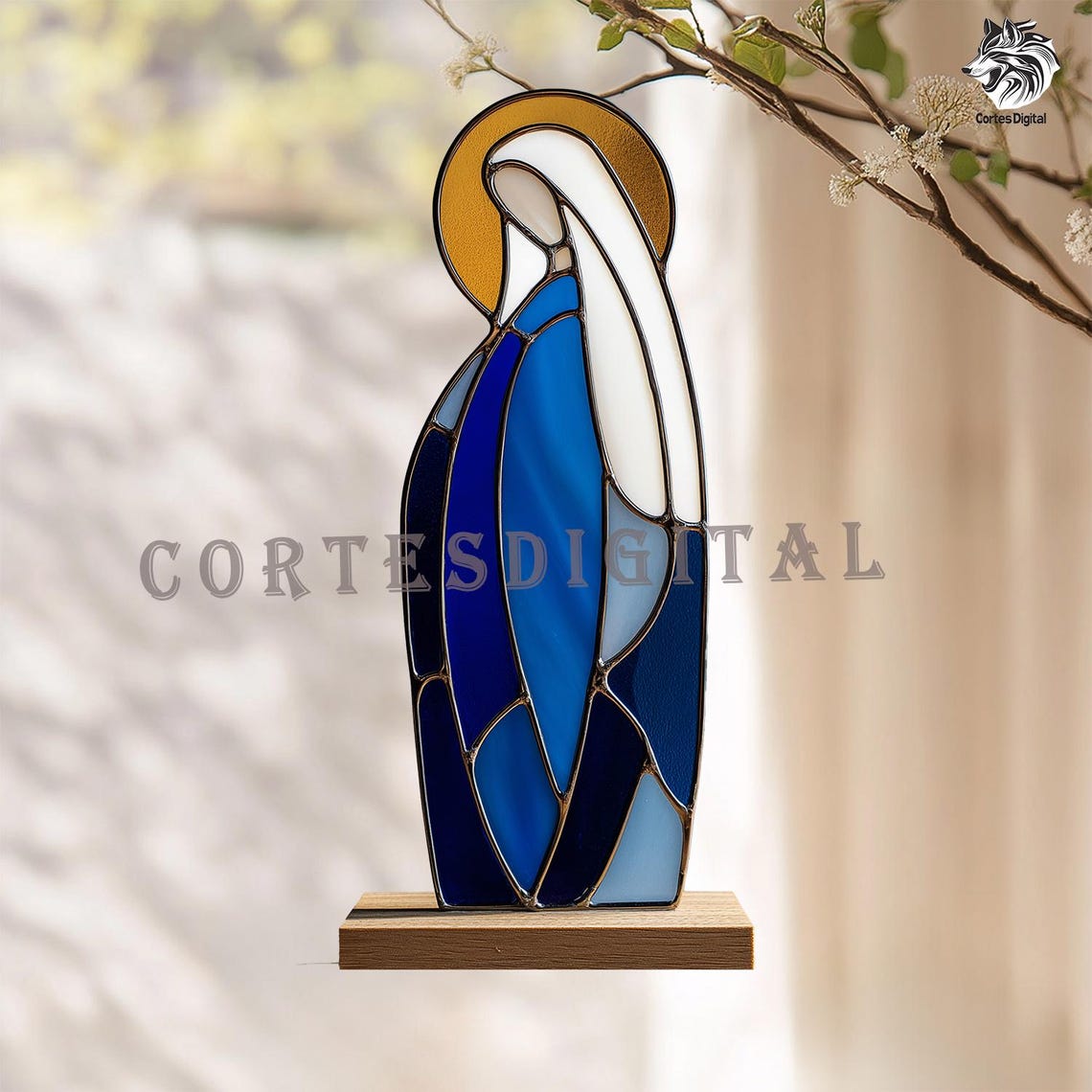 Virgin Mary Stained Glass Pattern, Marian Suncatcher Template, DIY ...