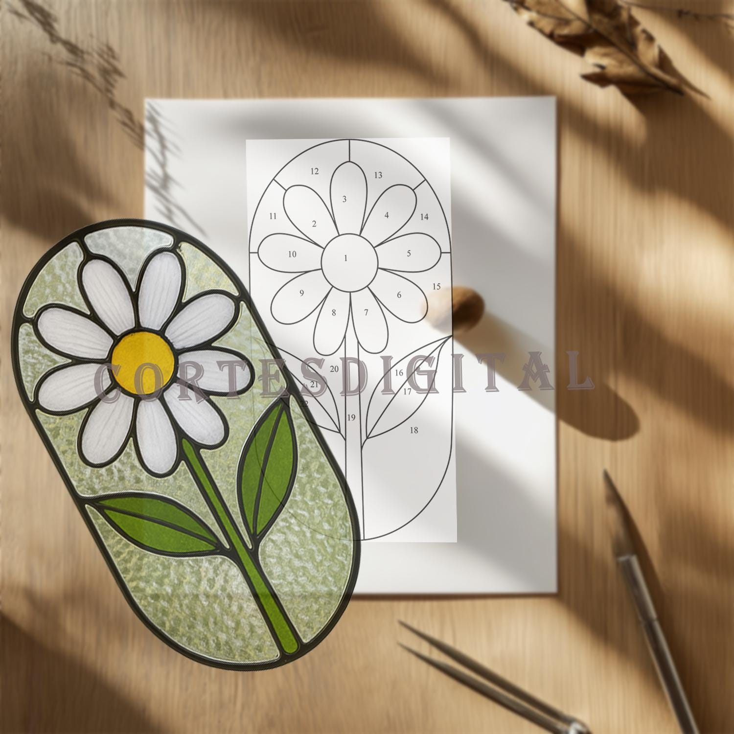 Vibrant Daisy Panel Stained Glass Pattern – Yellow Sunflower Suncatcher ...