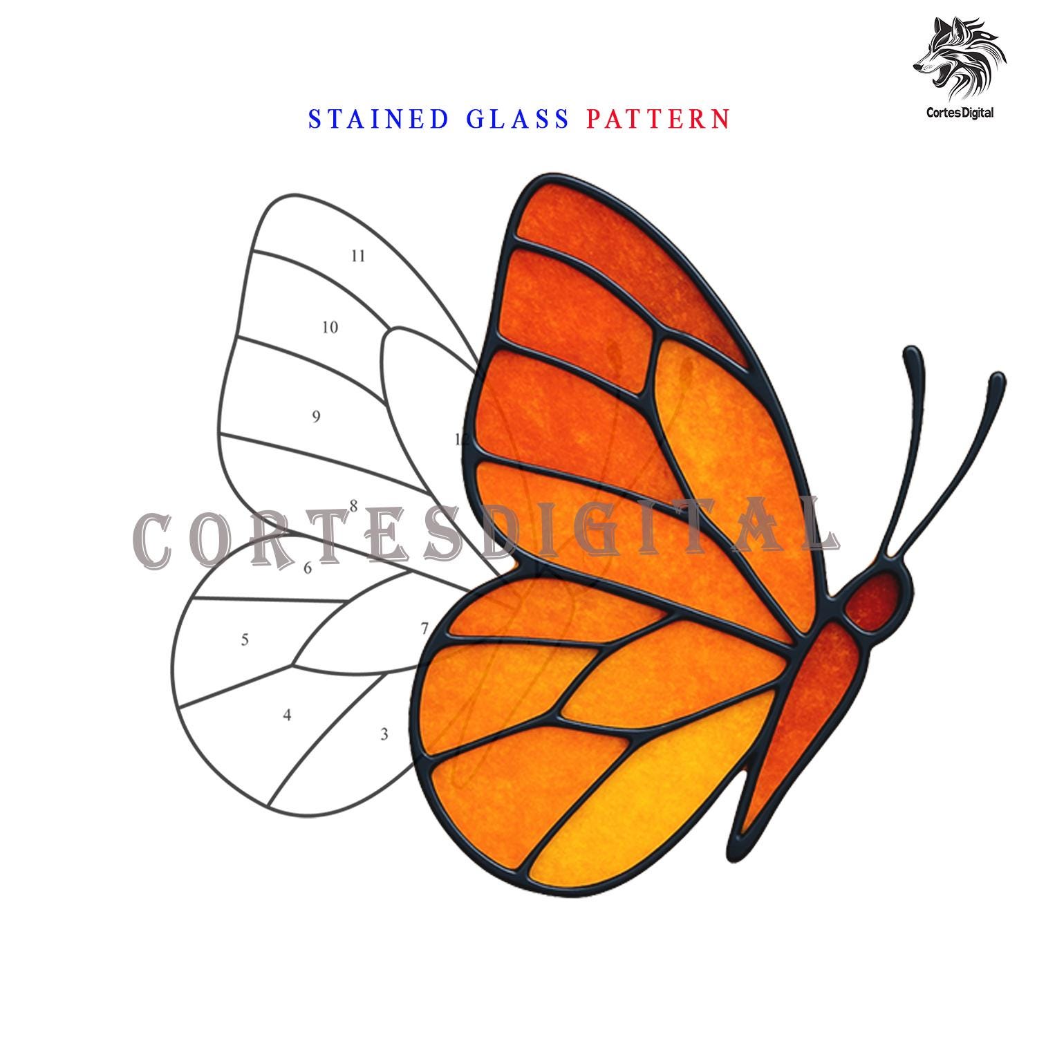 Monarch Butterfly Stained Glass Pattern – Orange Resting Insect ...