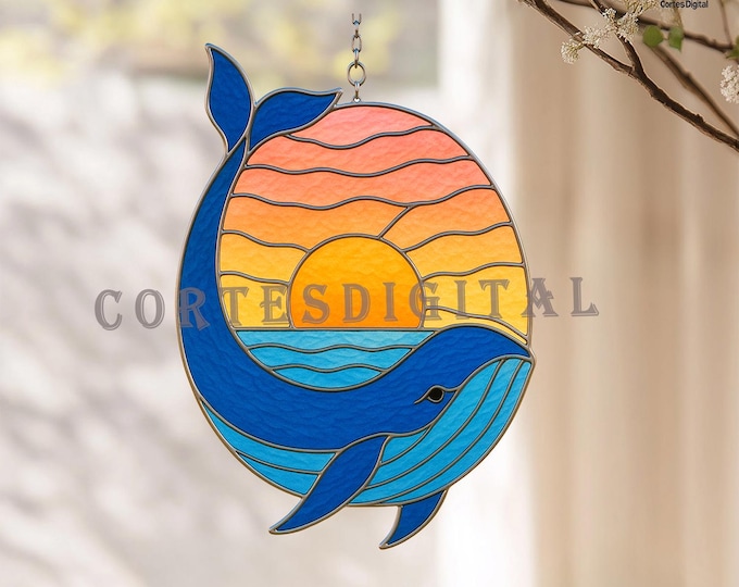 Whale Tail Stained Glass Pattern PDF – Ocean Wave Panel Design ...