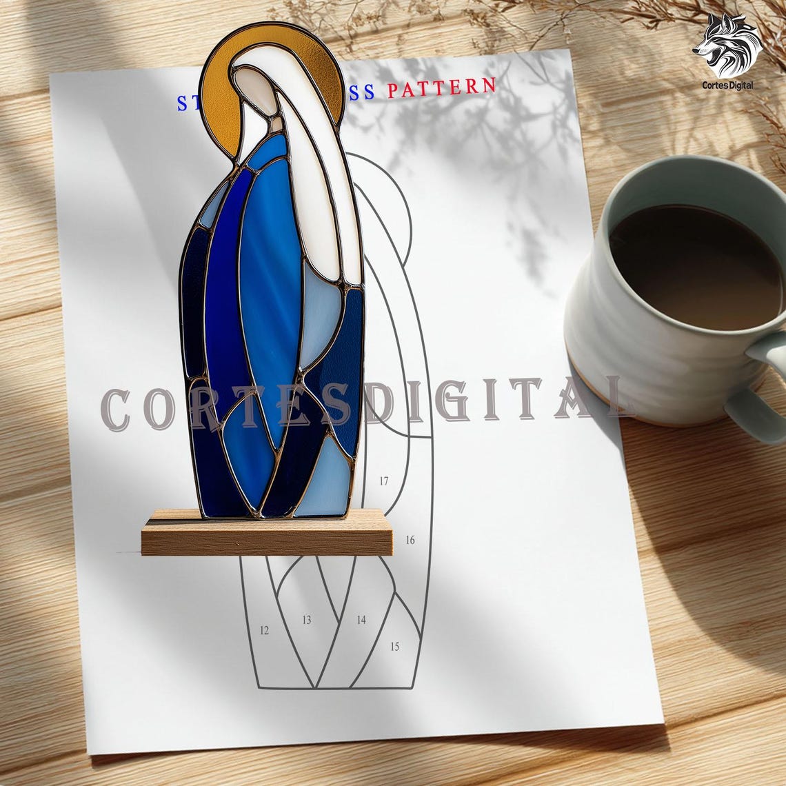 Virgin Mary Stained Glass Pattern, Marian Suncatcher Template, DIY ...