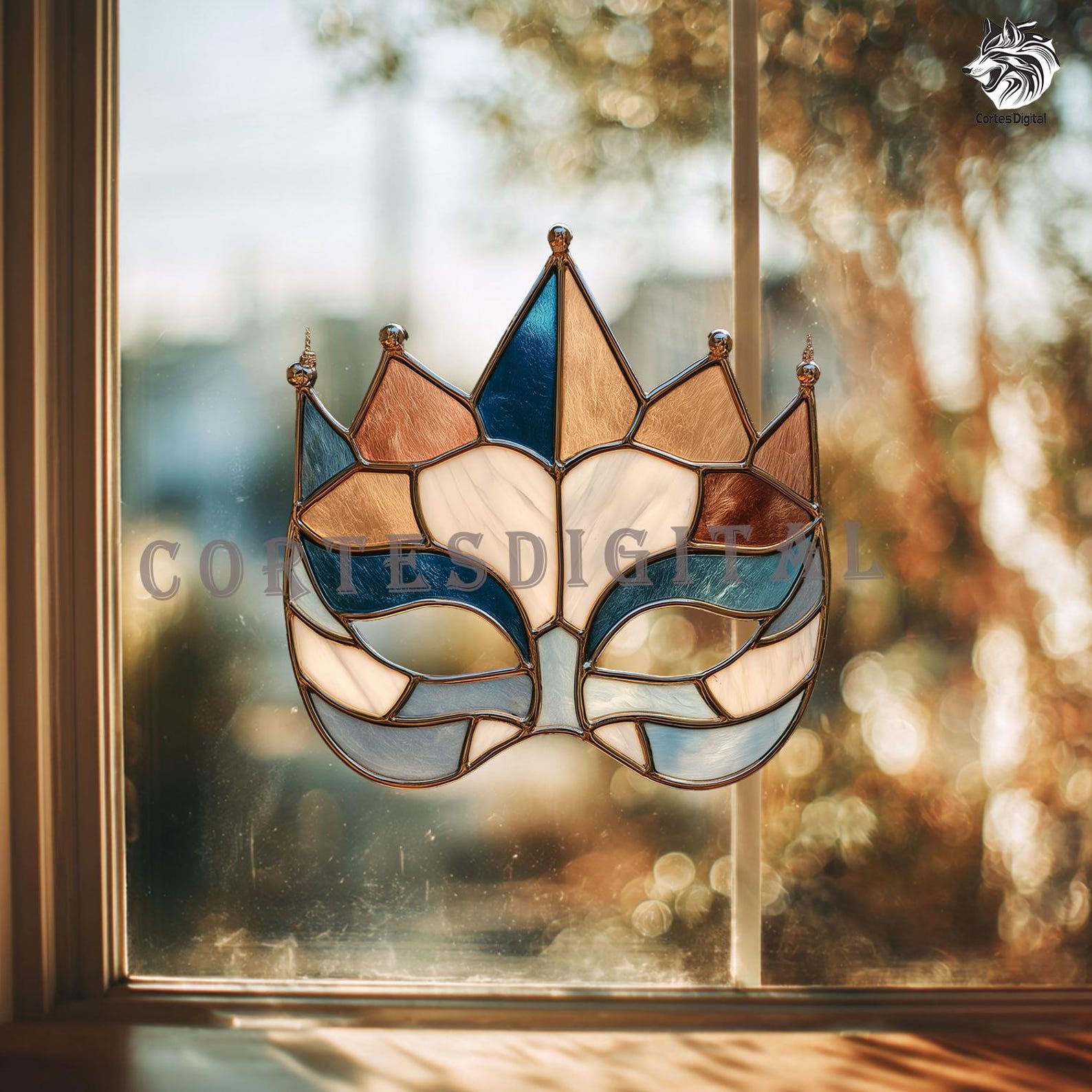 Crown Masquerade Mask Stained Glass Pattern, Elegant Beginner ...