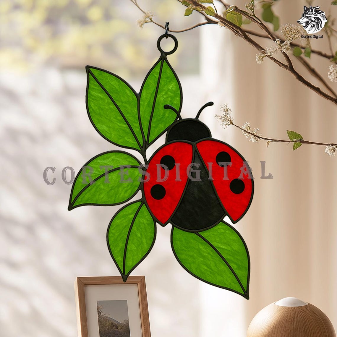 Ladybug Stained Glass Pattern PDF • Leaf Bug Suncatcher Template • DIY ...